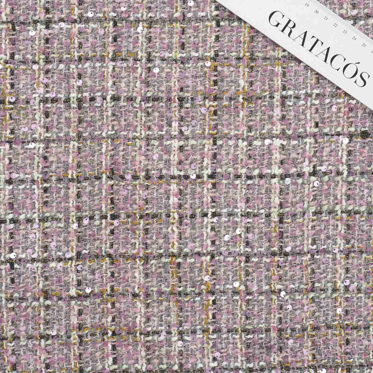 Tweed color con lentejuelas rosa