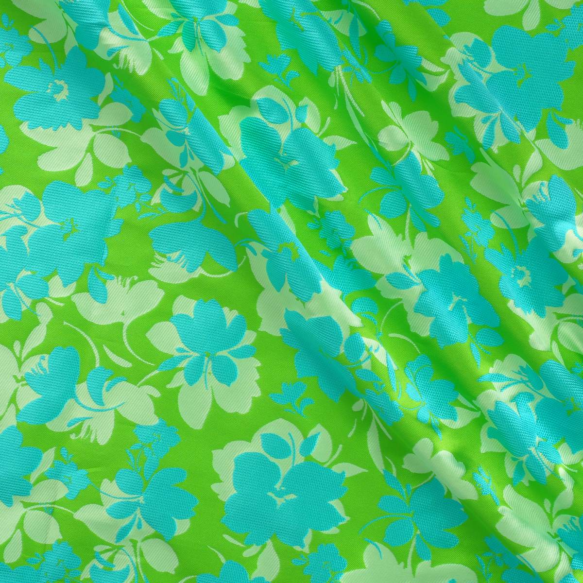 Jacquard mikado flores verde turquesa
