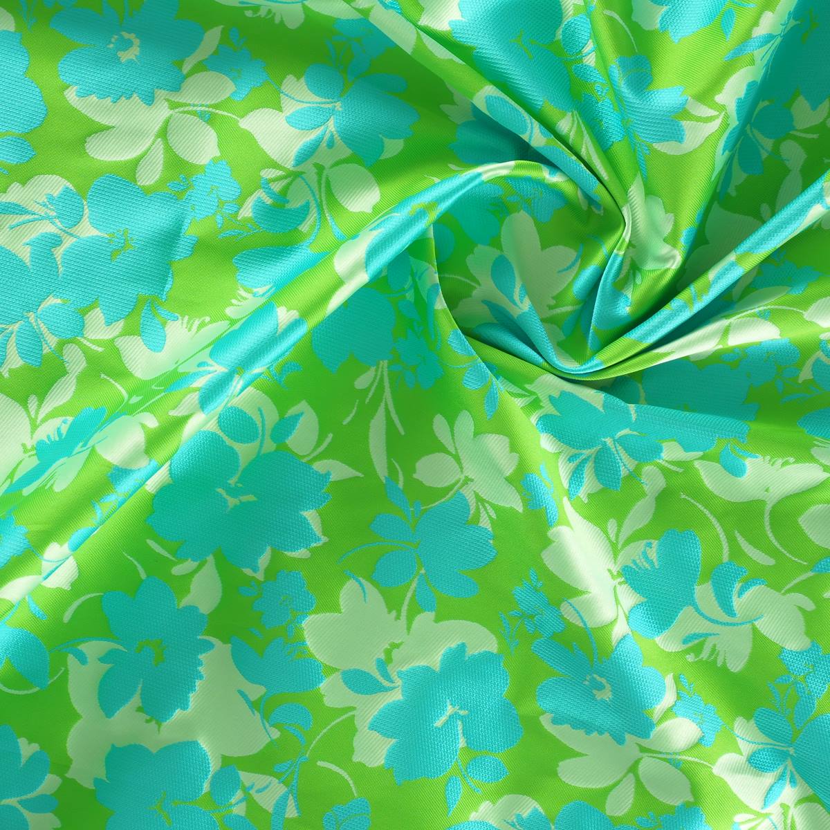 Jacquard mikado flores verde turquesa