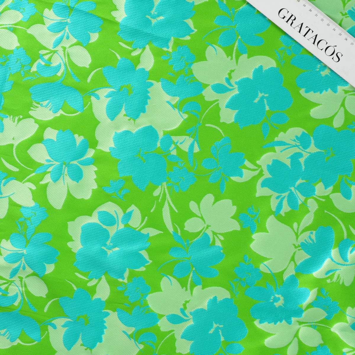 Jacquard mikado flores verde turquesa